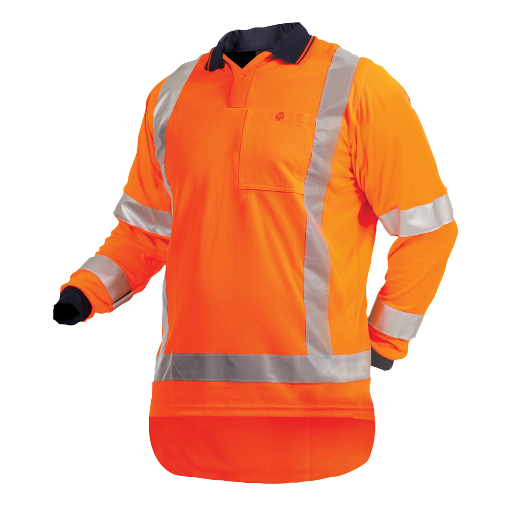 Workwear Bison Polo L/s Ttmc-W17 Poly Orange (Ptbpols) | Fortus Safety ...