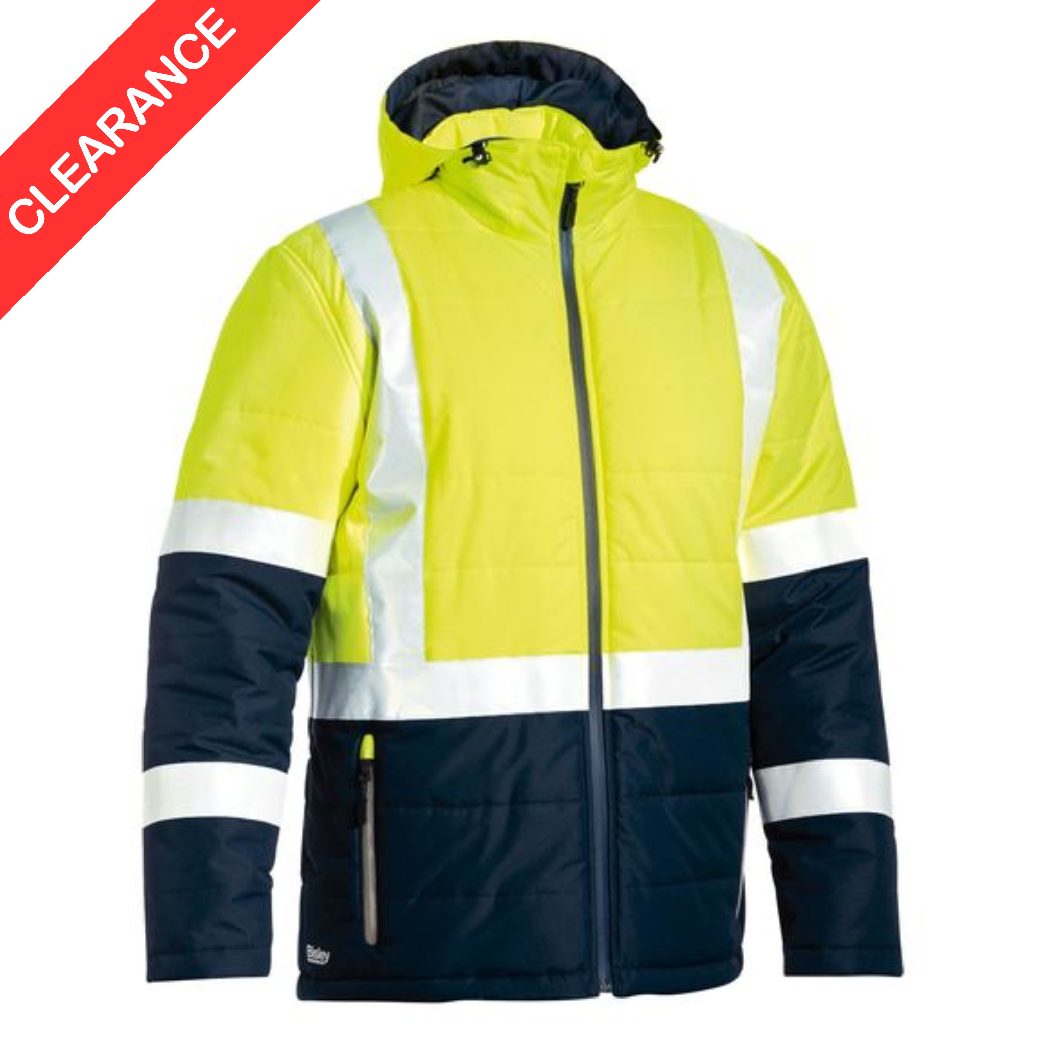 WORKWEAR BISLEY HI VIS PUFFER JACKET JACKET YELLOW/NAVY | Fortus Safey ...