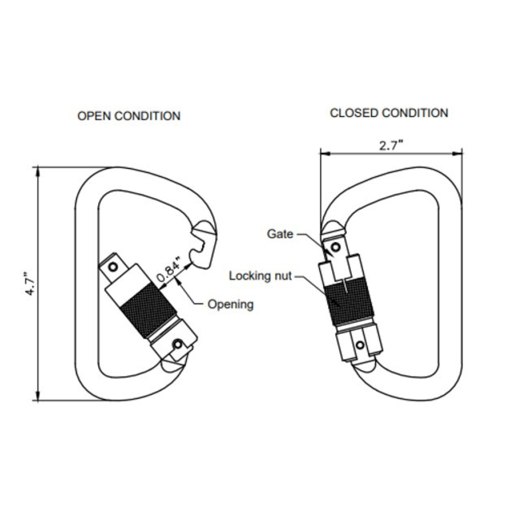 Height Safety Qsi Carabiner Triple Locking En Ce Marked | Fortus Safety ...